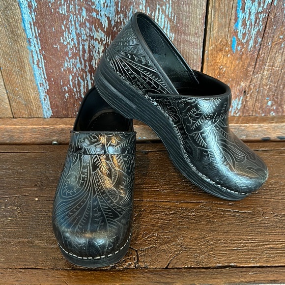 Dansko | Shoes | Dansko Black Tooled Leather Clogs | Poshmark